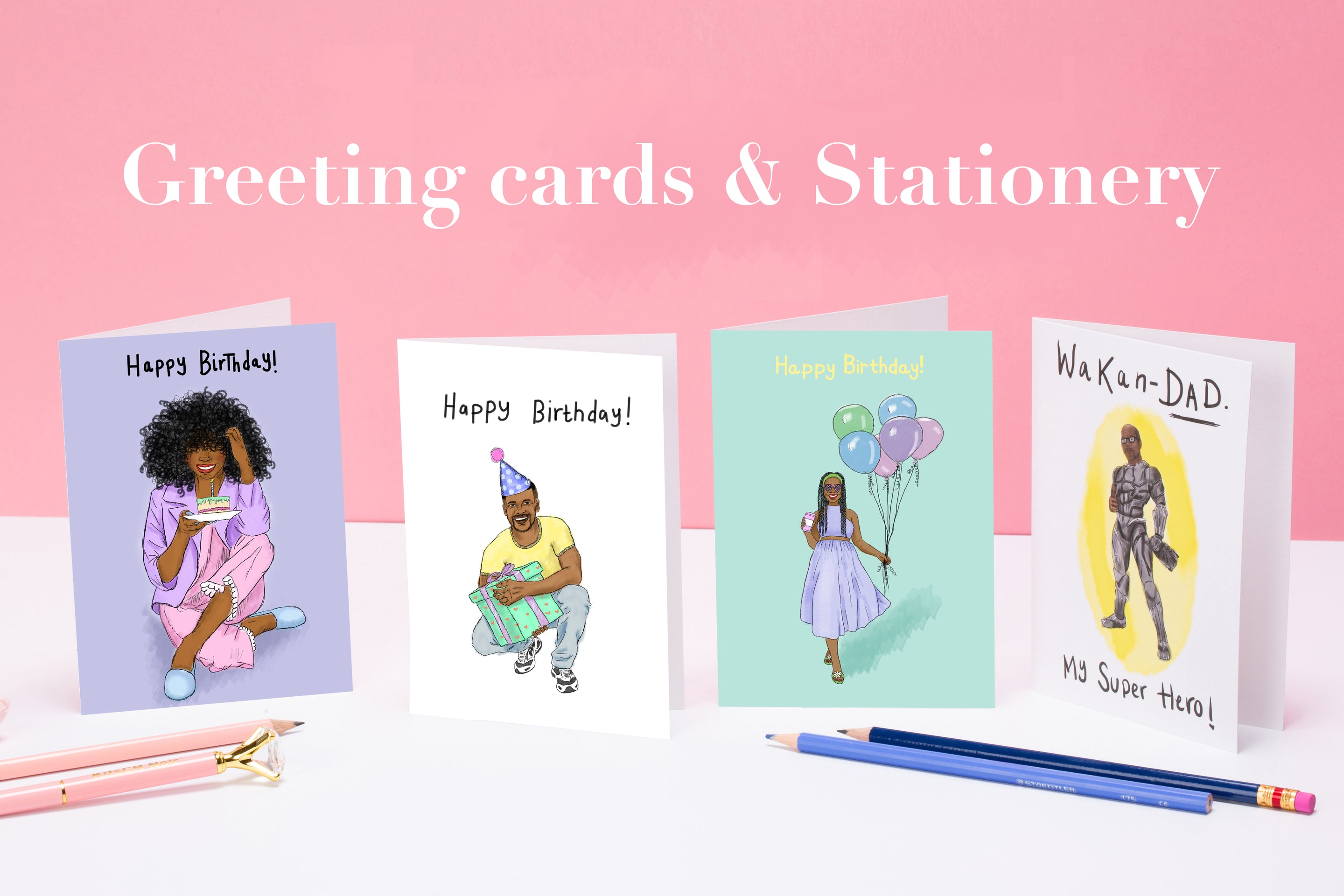 Pastel black greeting cards and stationery celebrating black culture ...