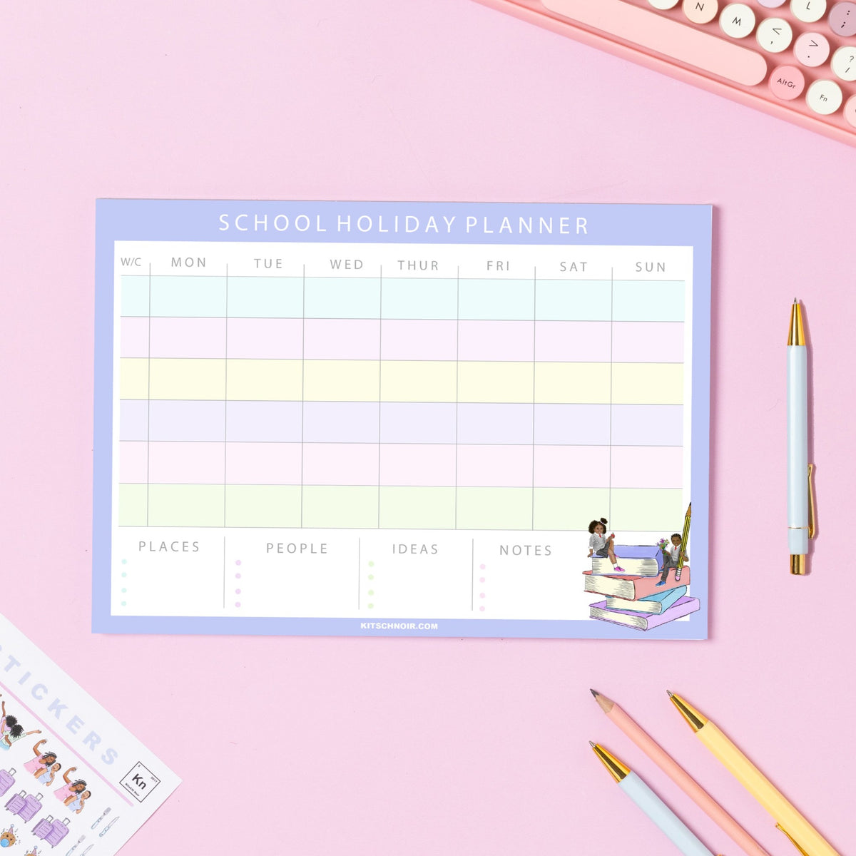 School Holiday Planner sheet – KitsCH Noir