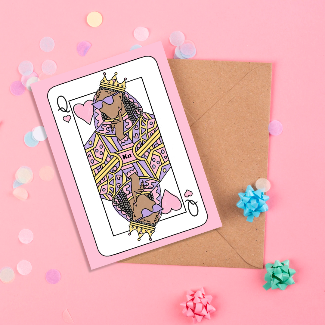 Queen of hearts card | Black queen cards | Black mother's day card – KitsCH Noir