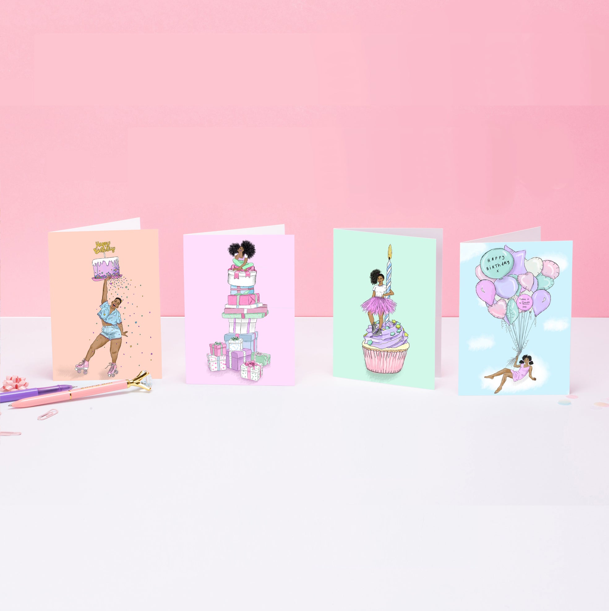 Pastel black greeting cards and stationery celebrating black culture ...